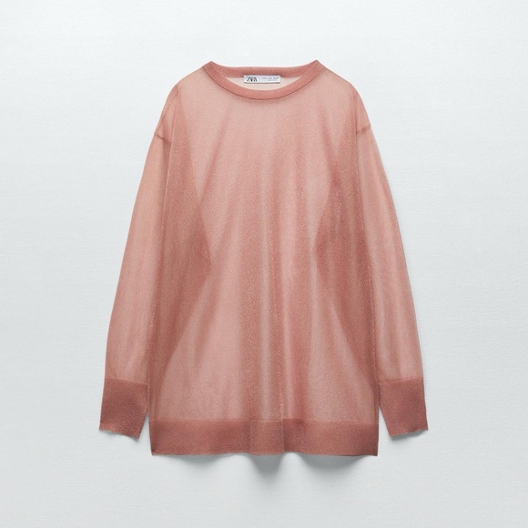 Zara | Sweaters | Zara Womens Pink Sheer Summer Sweater | Poshmark